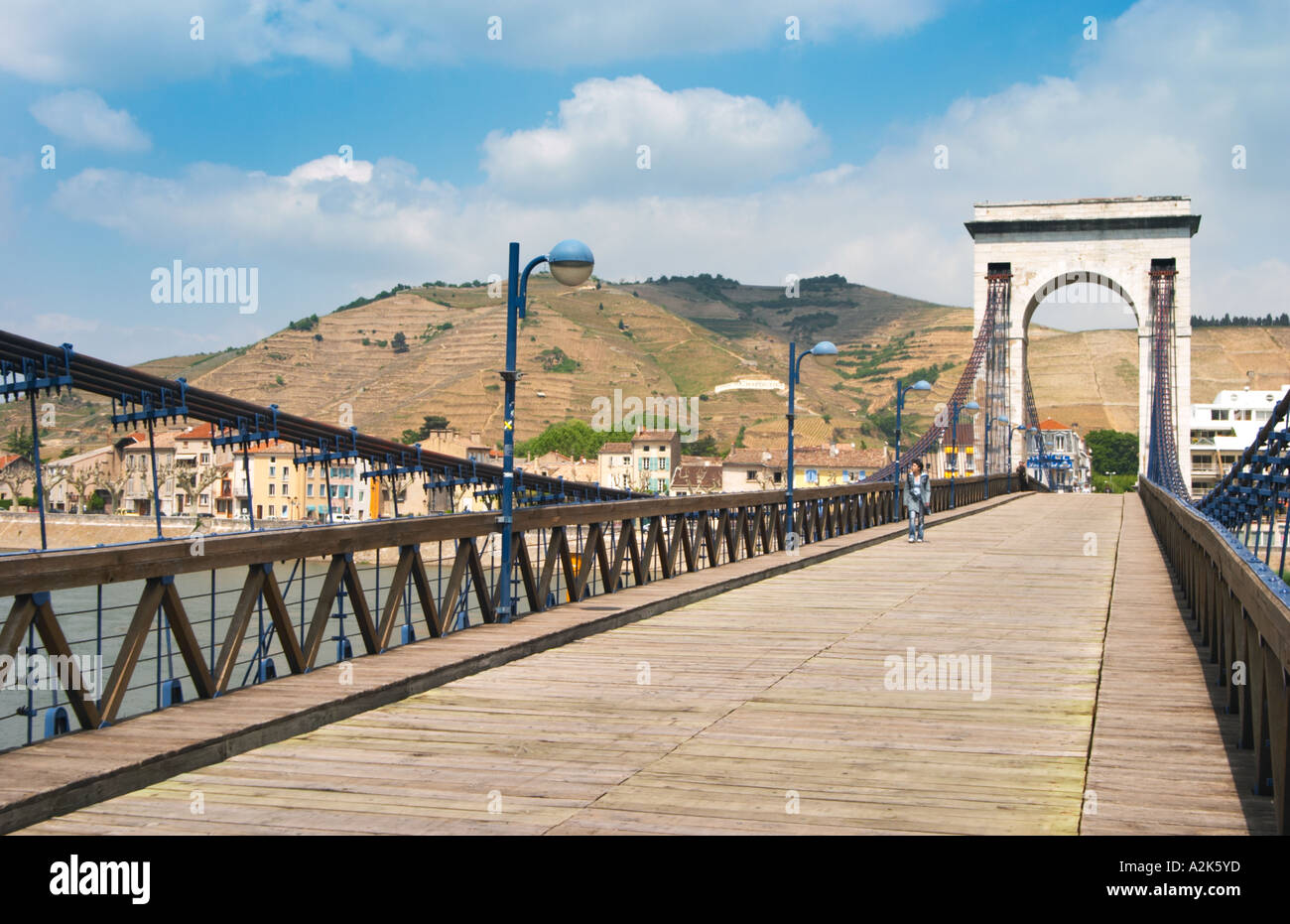 The pedestrian bridge M Seguin crossing the Rhone river between the ...