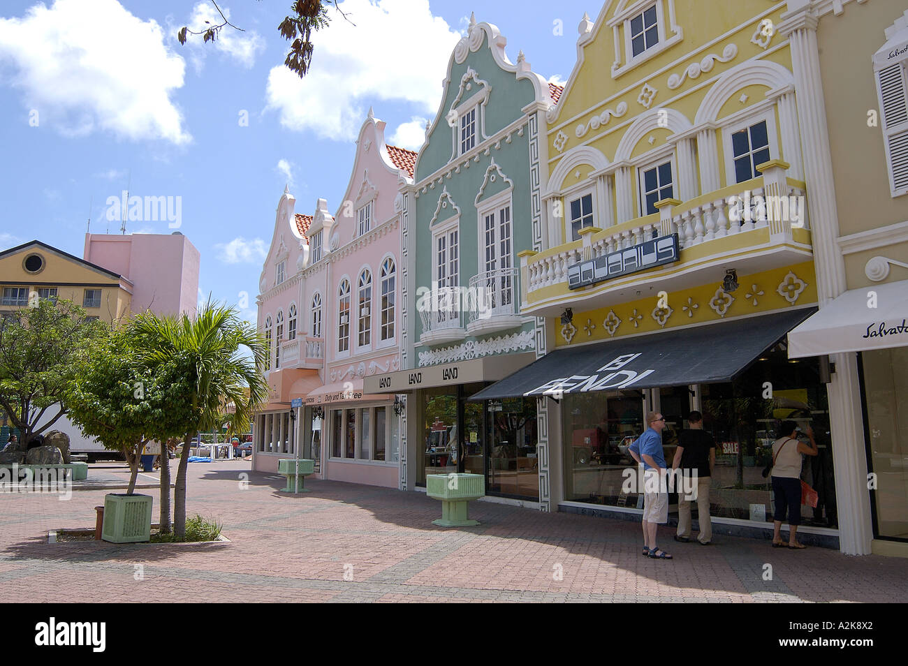Aruba, Oranjestad stores, dutch architecture Stock Photo - Alamy