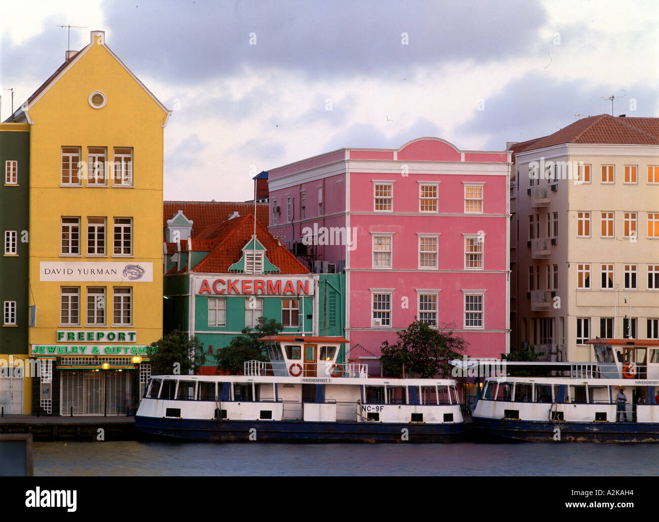 Curacao, Dutch West Indies, Punda, Waterside, harbor, shopping district ...