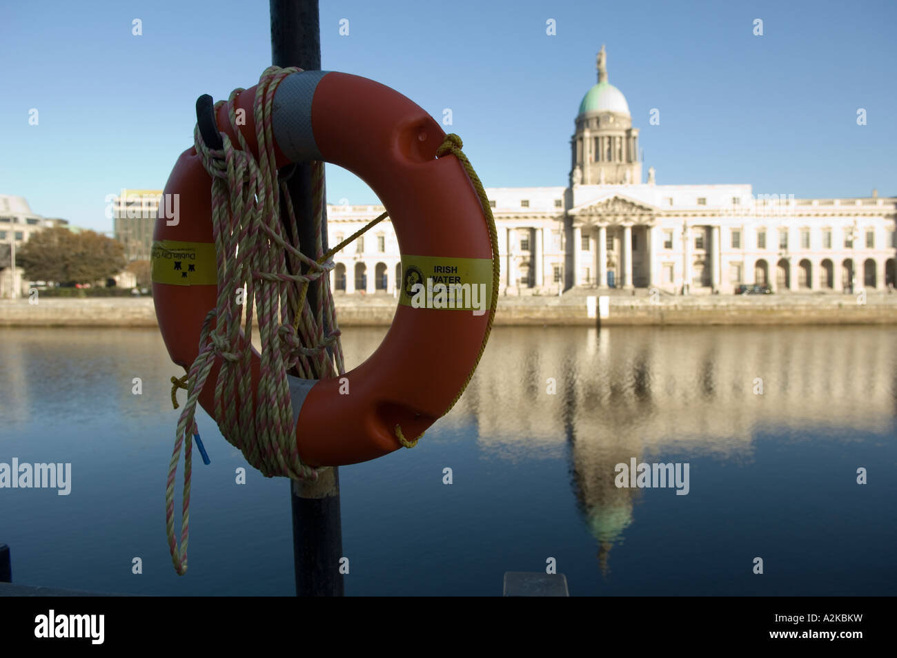 lifesaver opposite Custom House Dublin, Ireland Stock Photo - Alamy