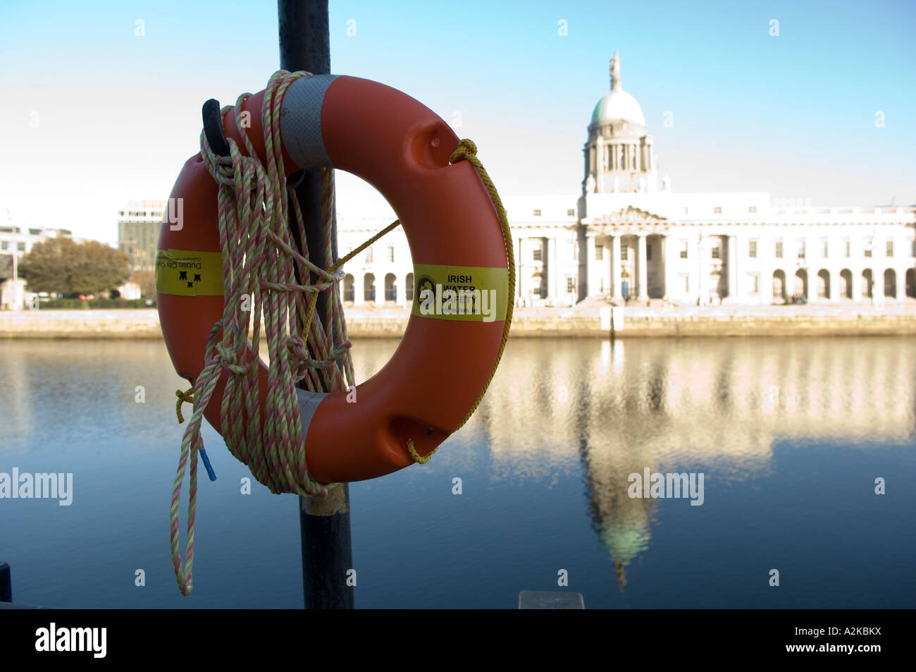 lifesaver opposite Custom House Dublin Stock Photo - Alamy