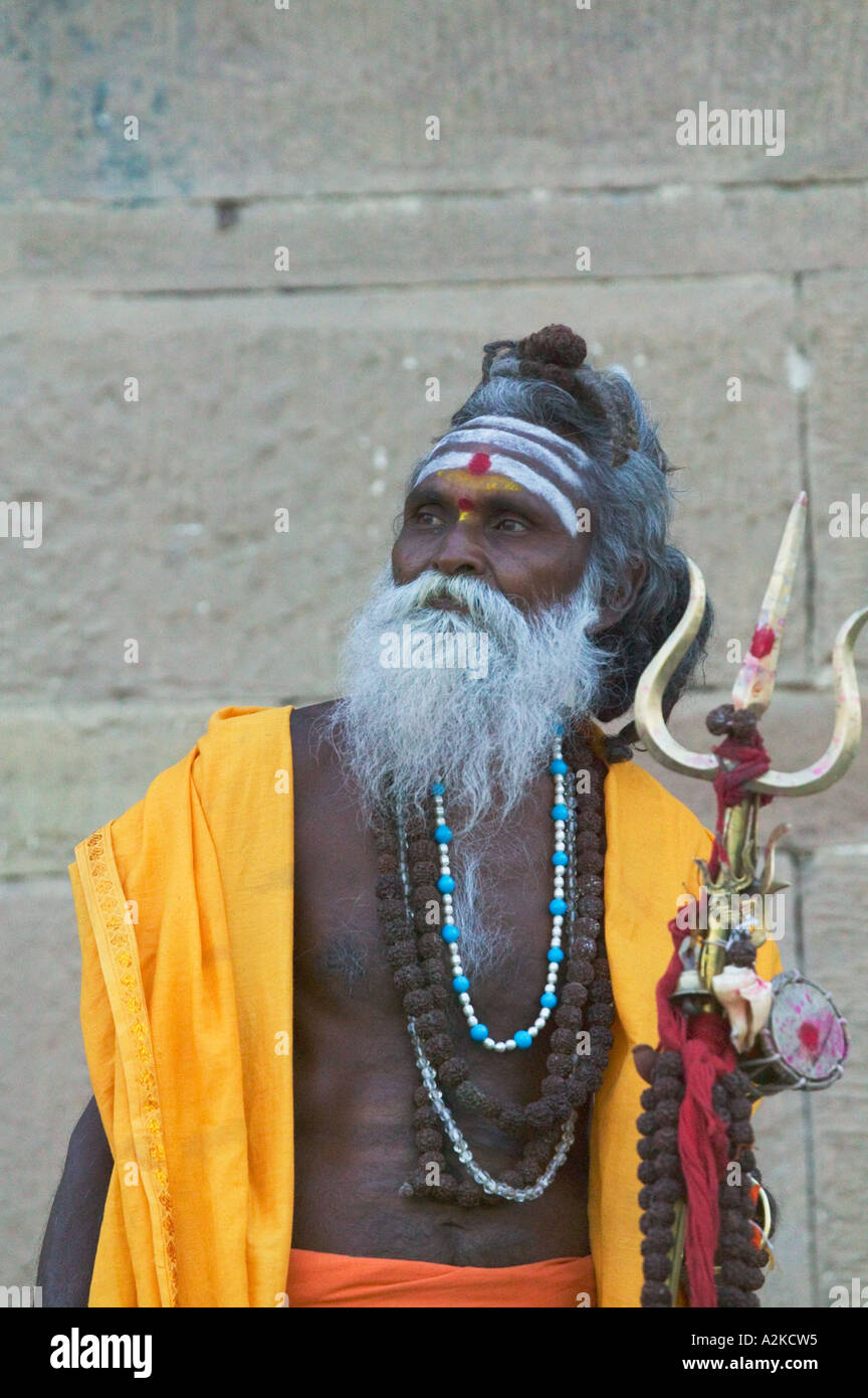 Portrait of a holy man Varanasi India Stock Photo - Alamy