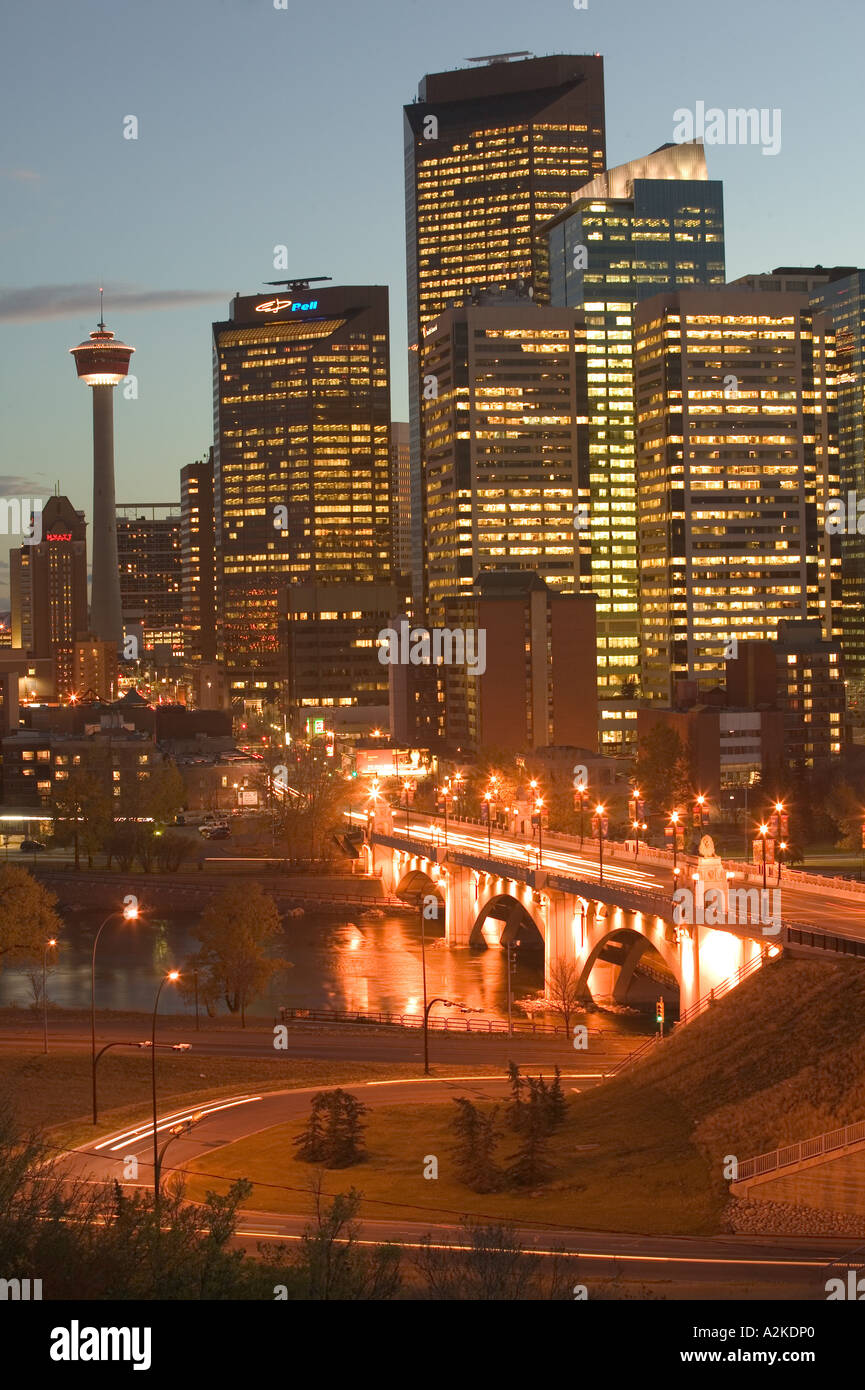 Canada, Alberta, Calgary: Downtown Calgary, Evening City and Centre ...