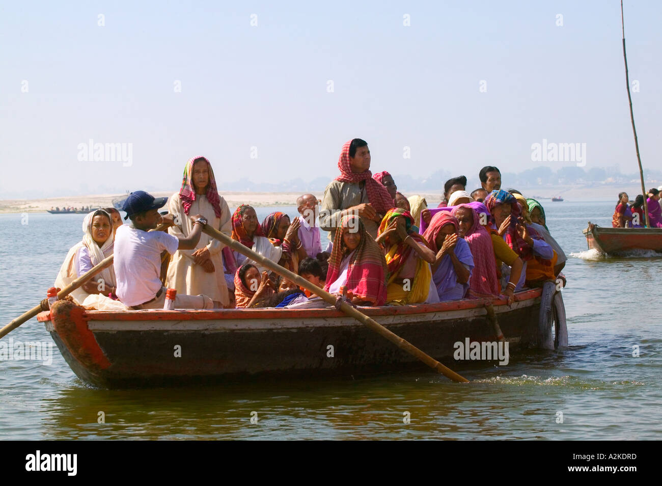 Passenger boat on the Ganges River Varanasi India Stock Photo - Alamy