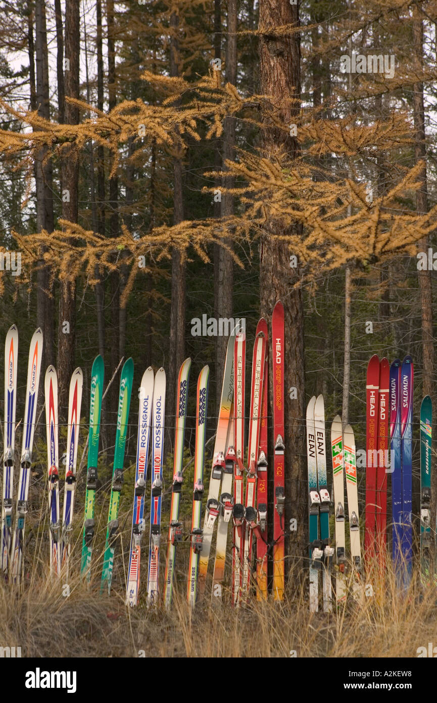 CANADA, British Columbia, Kimberly. Snow Fence made from Old Skis ...