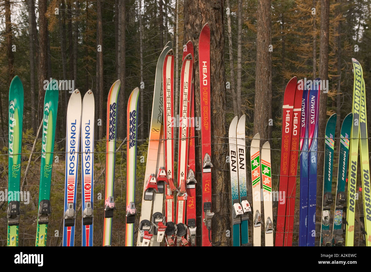 CANADA, British Columbia, Kimberly. Snow Fence made from Old Skis ...