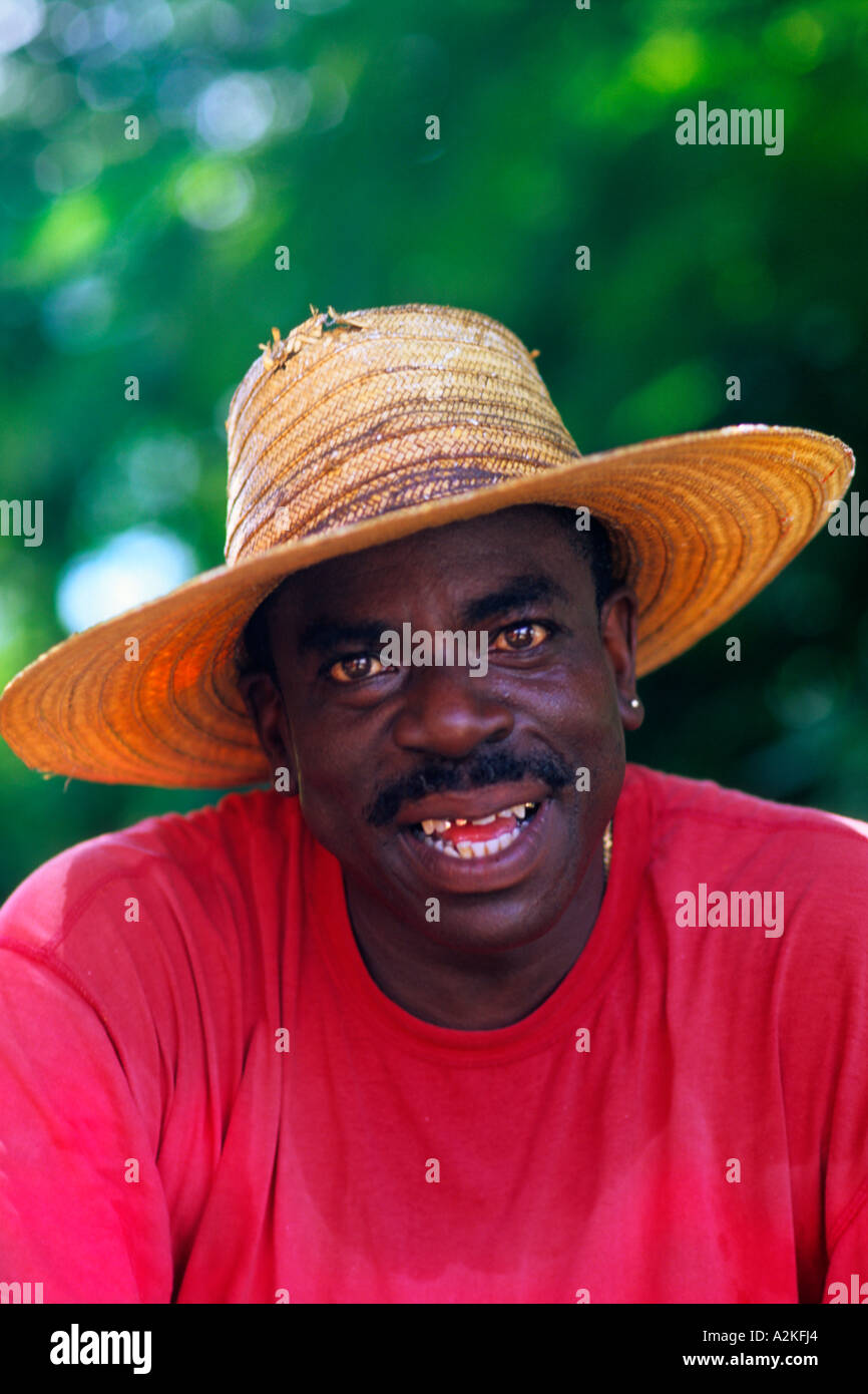 Smiling native colorful man with hat in St Thomas USVI Caribbean Stock ...