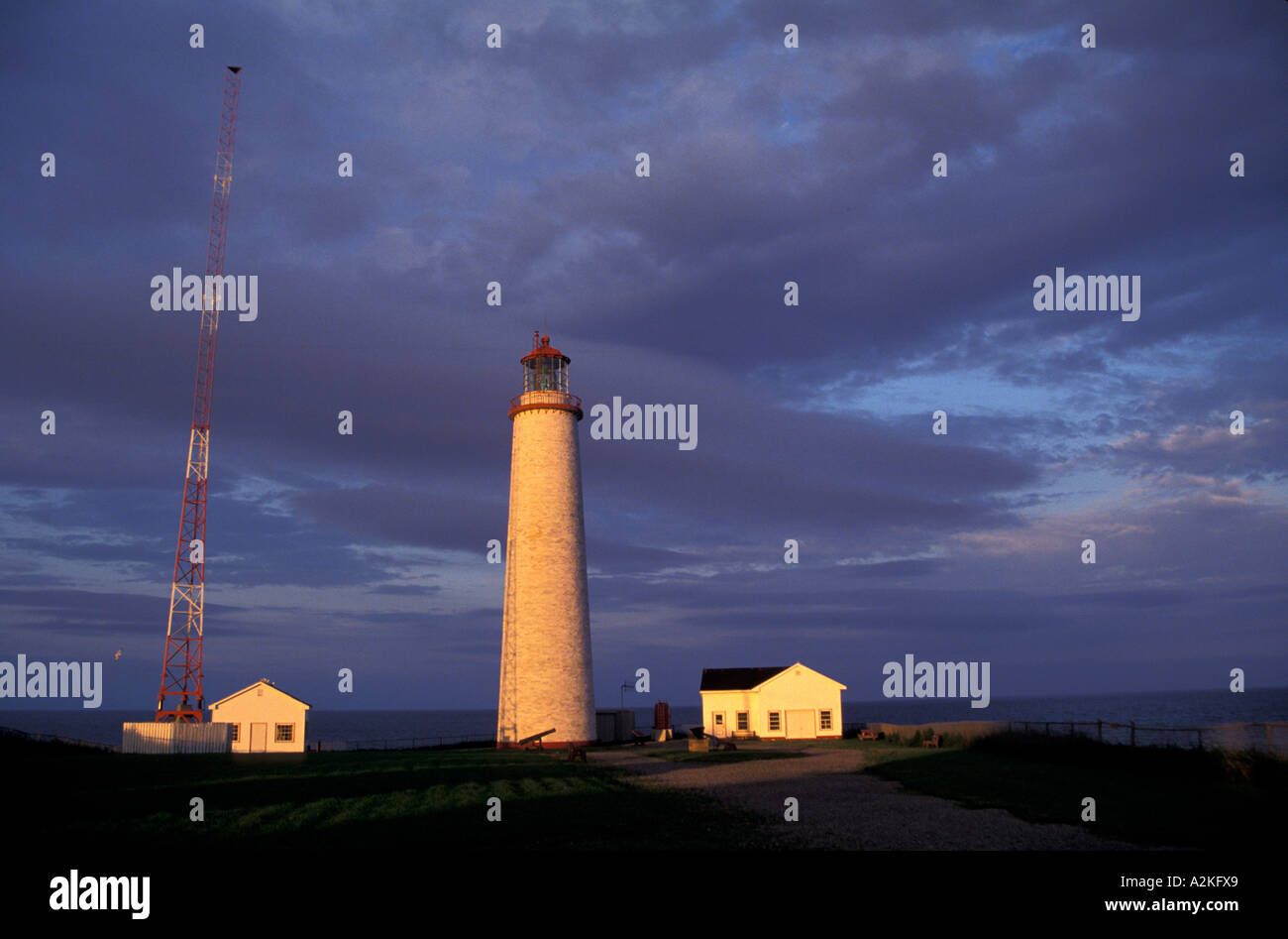 Canada, Quebec, Gaspe. Cap, des, Rosiers Lighthouse, Forillon National ...