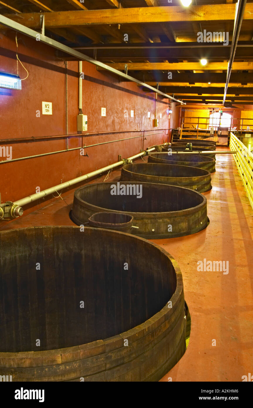 Wooden fermentation vats from above. Domaine M Chapoutier, Tain l ...