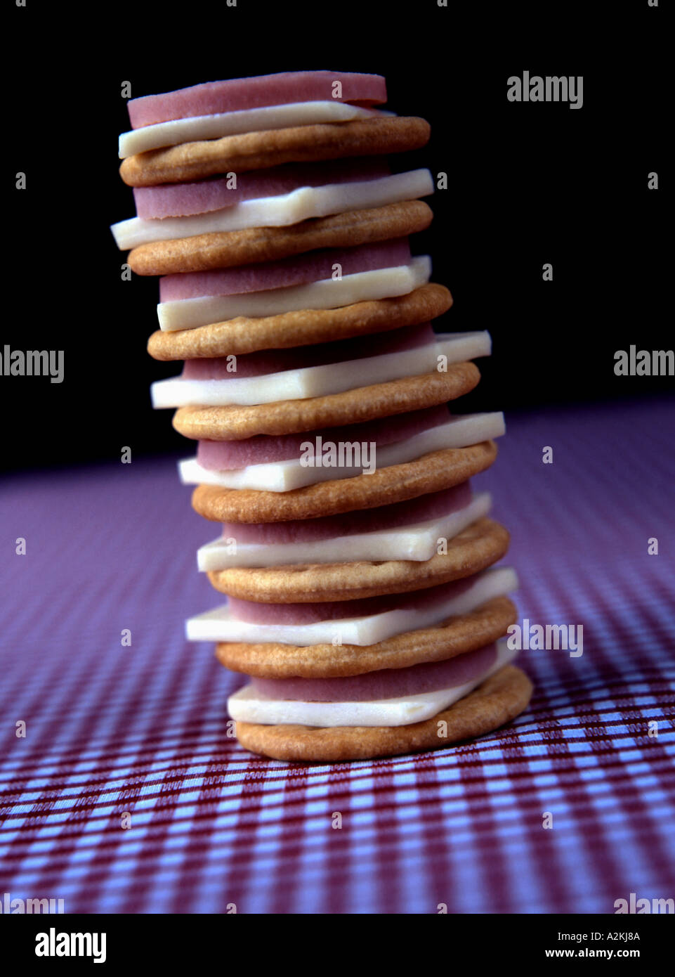 Stack of cheese and ham crackers Stock Photo - Alamy