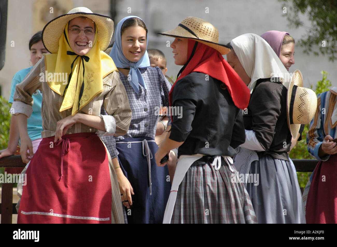 girls in traditional costumes dancing at a folk festival Stock Photo ...