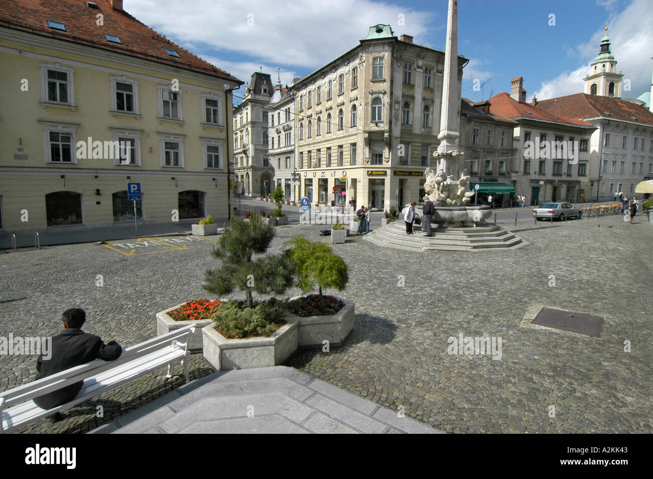 Three River Fountain at the Stari Trg square in the historic center of ...