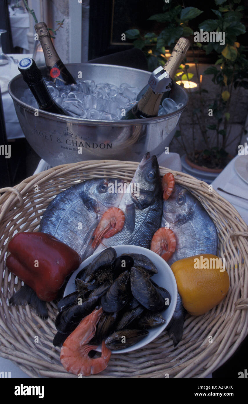 Europe, France, Marseilles, seafood display with champagne Stock Photo ...