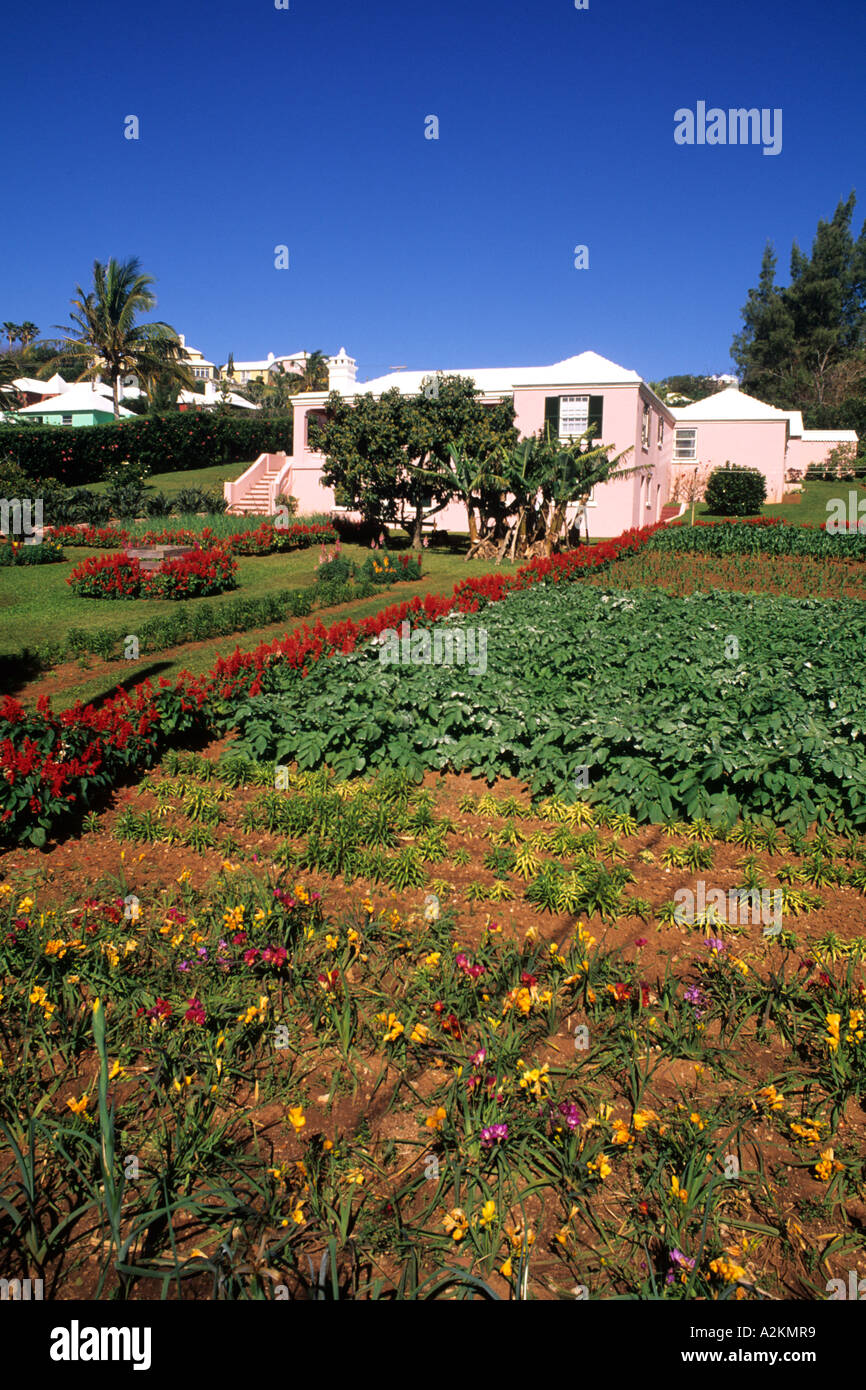 Graphic angle of the famous colorful pastel architecture and yard ...