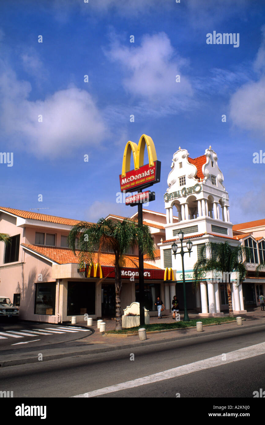 Casino and McDonalds in downtown of Aruba Stock Photo - Alamy