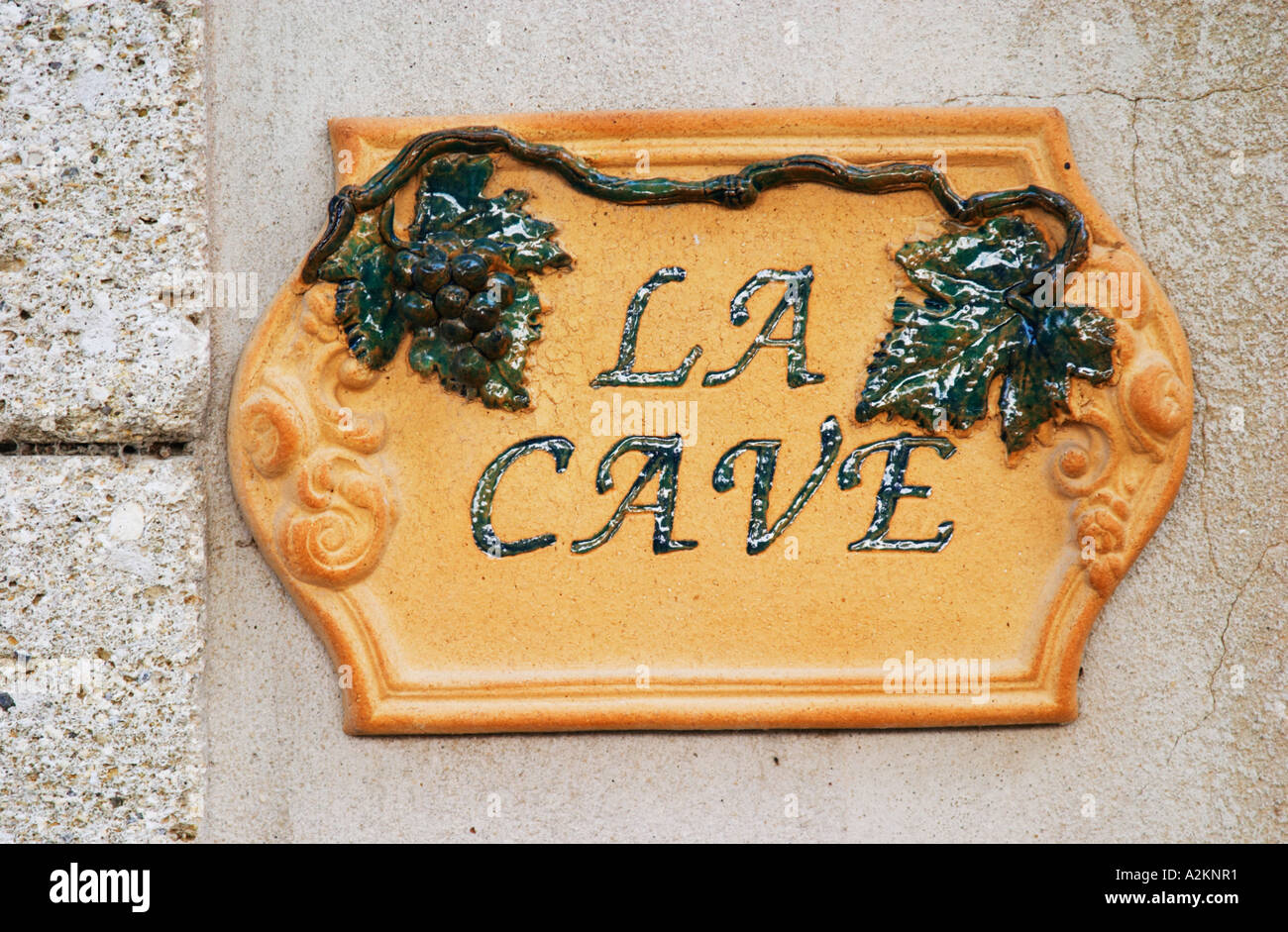 Terracotta Sign saying La Cave - the wine cellar. Domaine la Monardiere ...