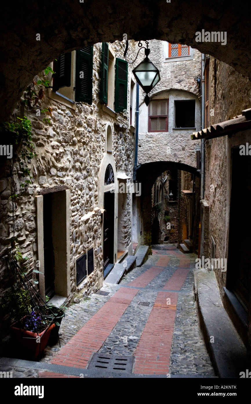 Typical lane Old town centre Dolceacqua Ligury Italy Stock Photo - Alamy