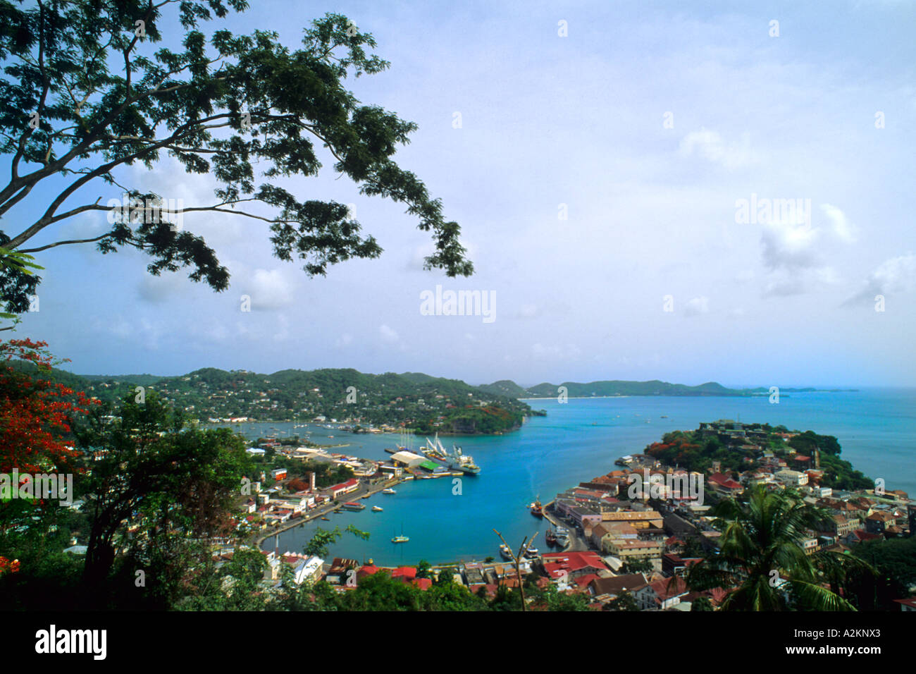 Aerial from mountain of St Georges in Grenada Caribbean Stock Photo - Alamy