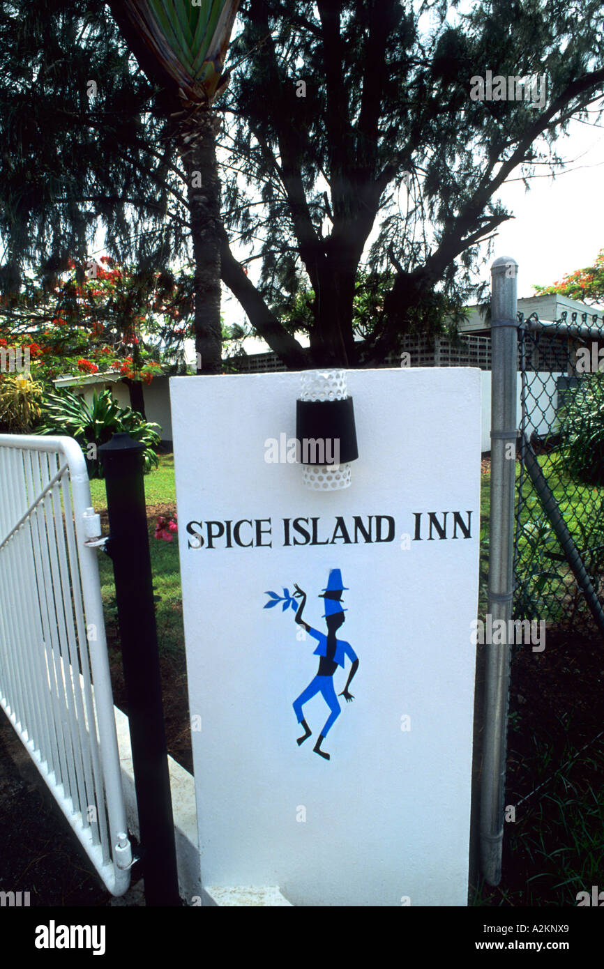 Signage of elegant and exclusive Spice Island Inn in Grenada Caribbean ...