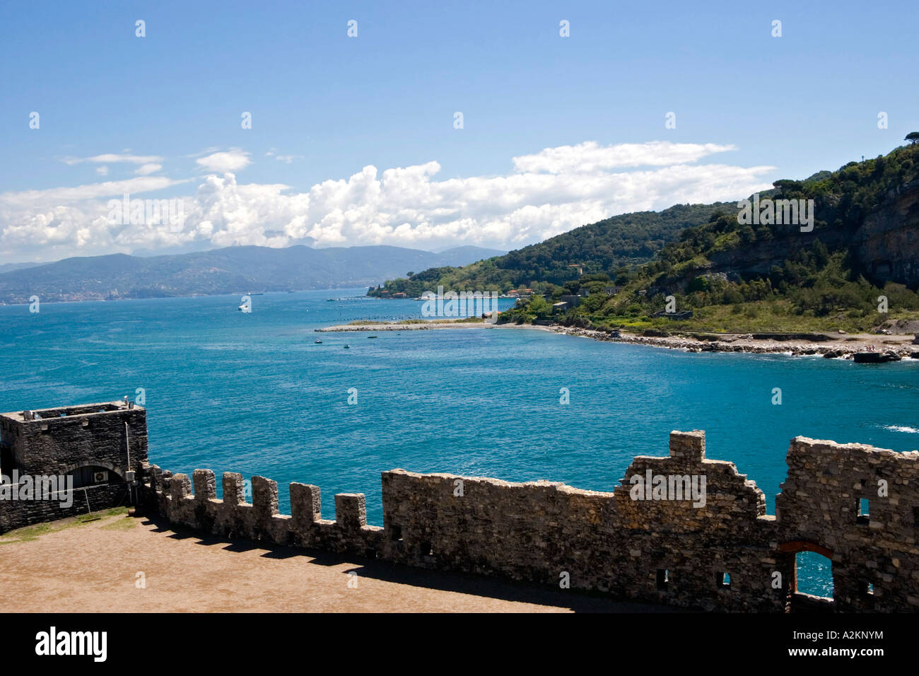 Landscape from San Pietro church Portovenere Ligury Italy Stock Photo ...