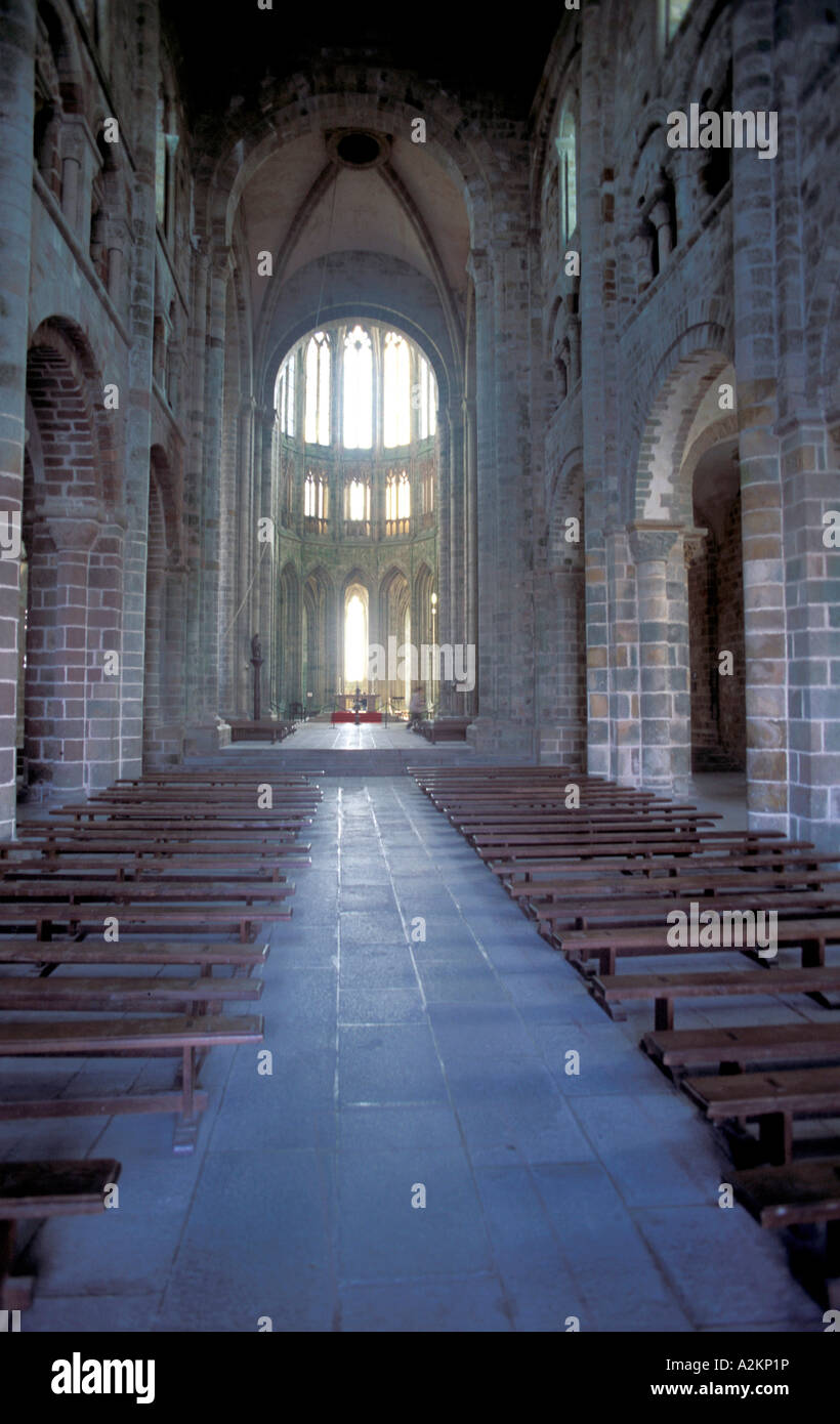 Interior of the Abbey Mount Saint Michel Normandy France Europe Stock ...
