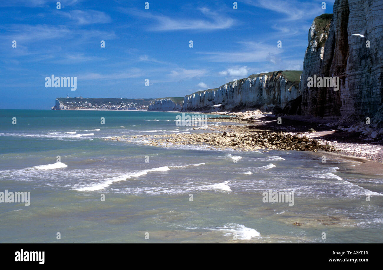 The cliff and the beach Yport Normandy France Europe Stock Photo - Alamy