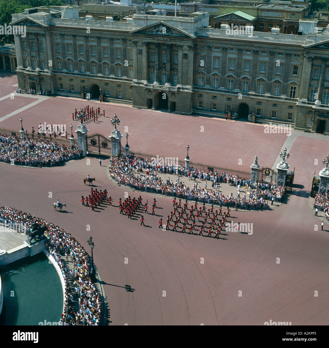 Changing the guard at Buckingham Palace London aerial view Stock Photo - Alamy