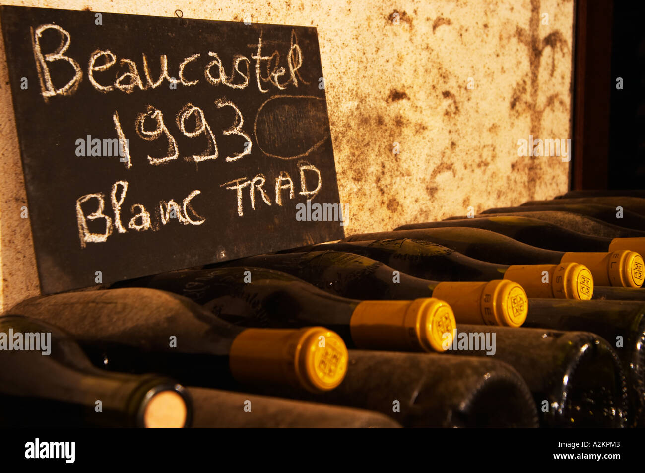Pile of bottles of Beaucastel blanc white wine 1993 traditionel written ...