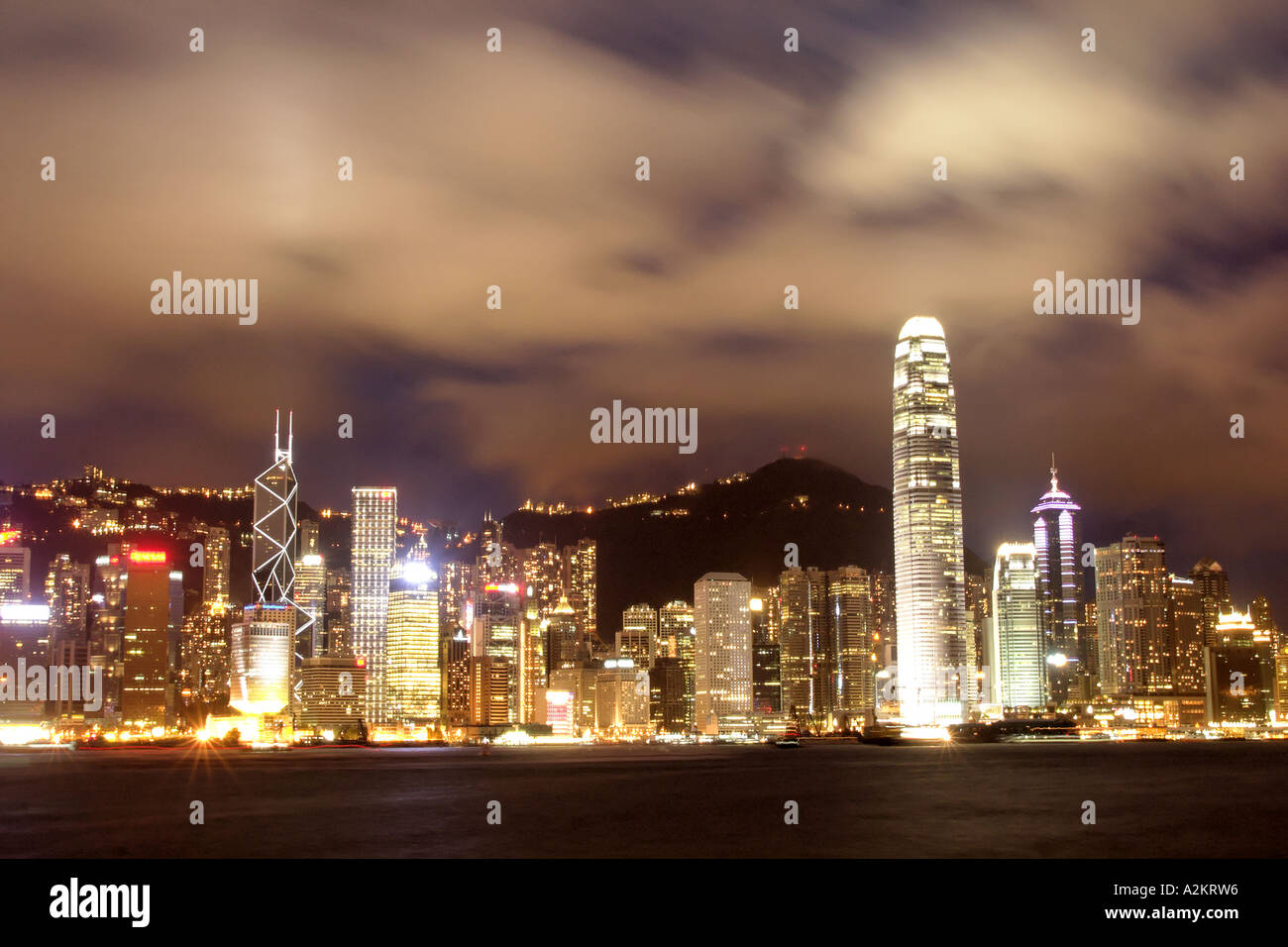 Hong Kong Central above Victoria Harbour viewed from Tsim Sha Tsui ...