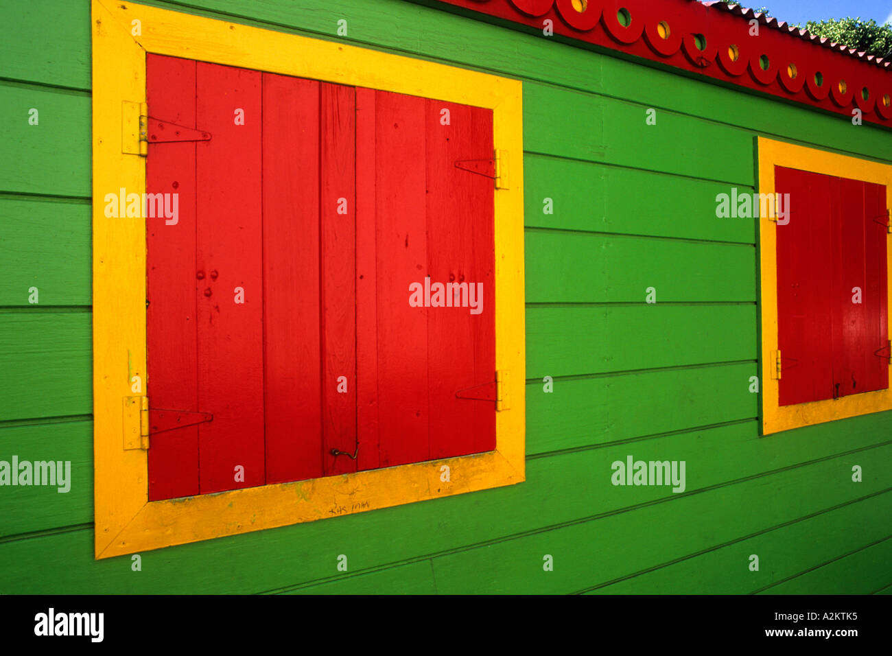 Beautiful colorful shack painted bright colors in St Thomas in capital ...