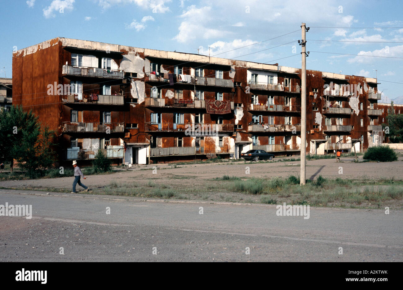 June 24, 2006 - Rundown Soviet style apartment block in the old Kyrgyz ...