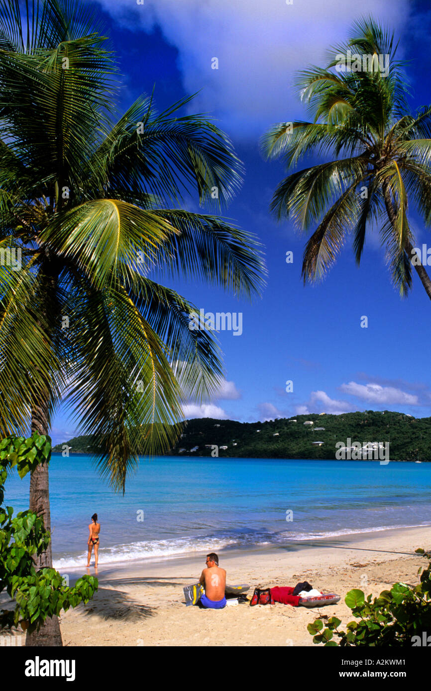 St Thomas beautiful beaches and palms at famous Magens Bay and ocean ...