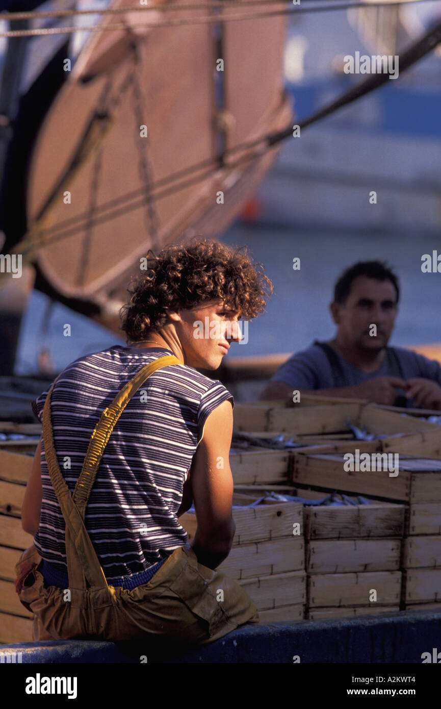 Europe, France, Languedoc, Herault, Sete. Dockside fish market Stock ...