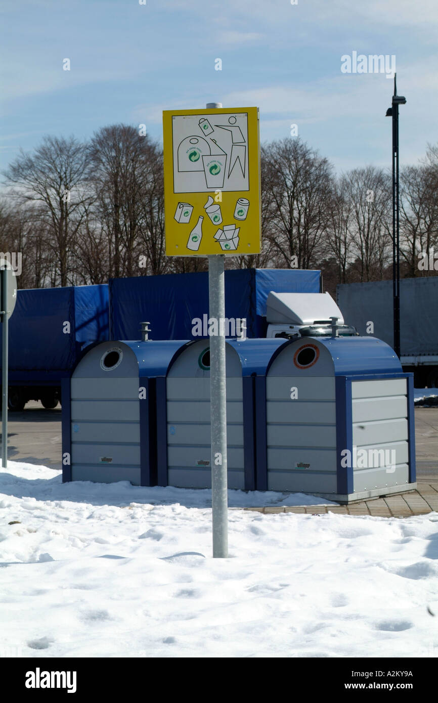 German autbahn Recycling center collection bins Stock Photo - Alamy