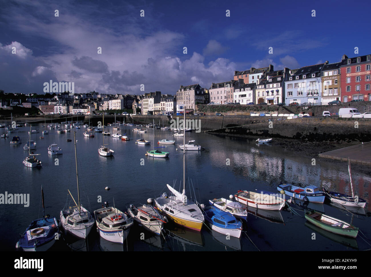 EU, France, Brittany, Finistere, Douarnenez. Town and Port du Rosmeur ...