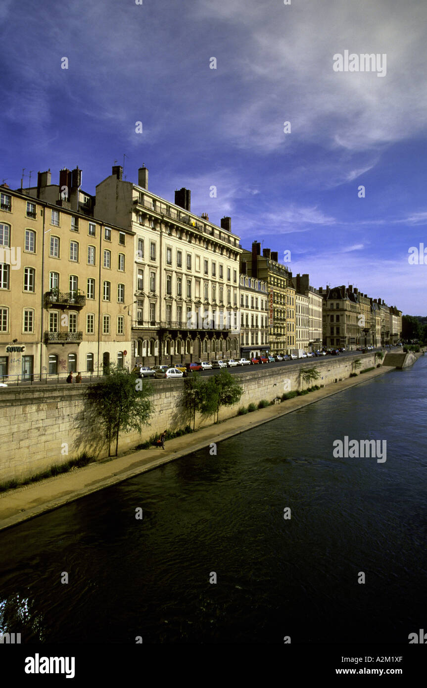 Europe, France, Rhone Valley, Lyon. Saone River, Quai Tilsitt and ...