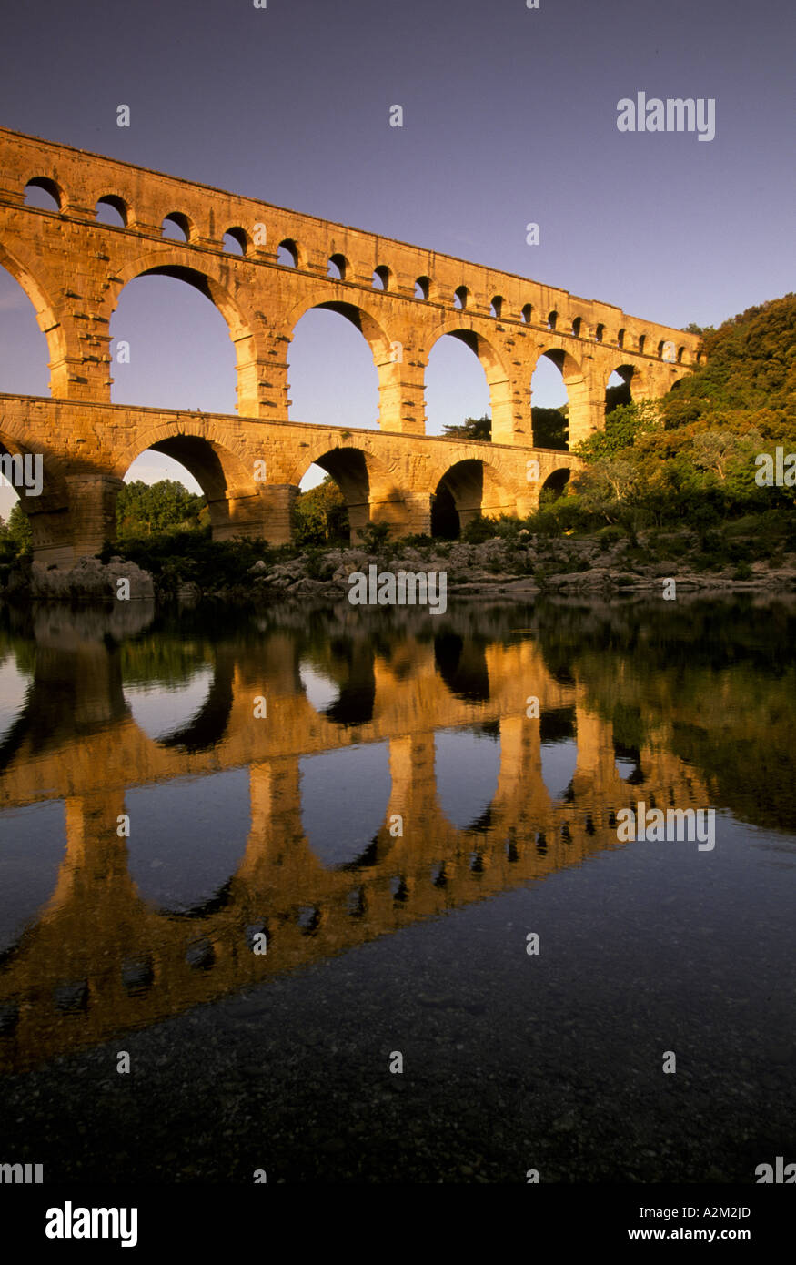 Europe, France, Provence, Gard. Pont du Gard, Roman aquaduct/bridge ...
