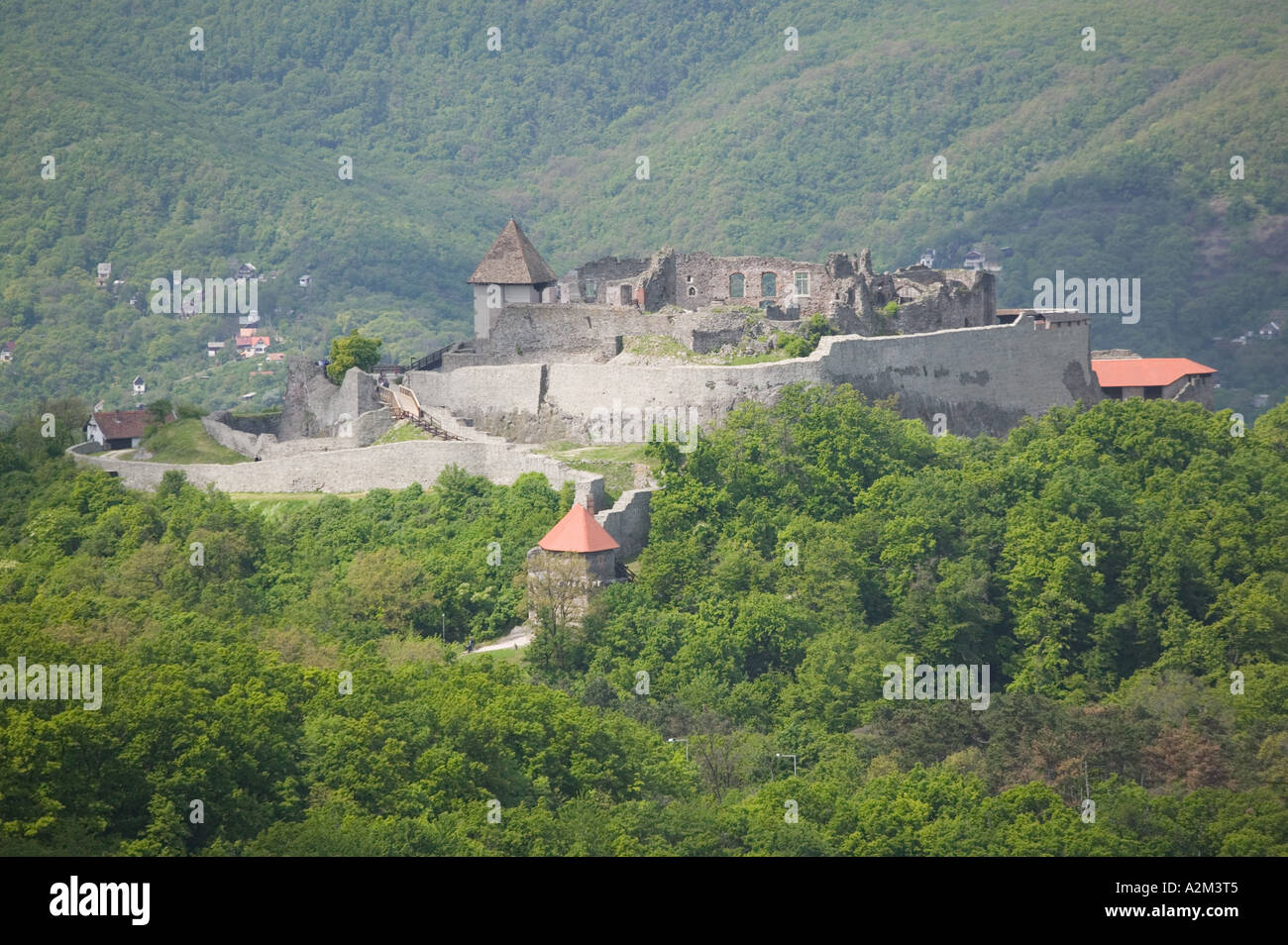 HUNGARY, DANUBE BEND, Visegrad: Visegrad Citadel (b.1259), Viewed from ...