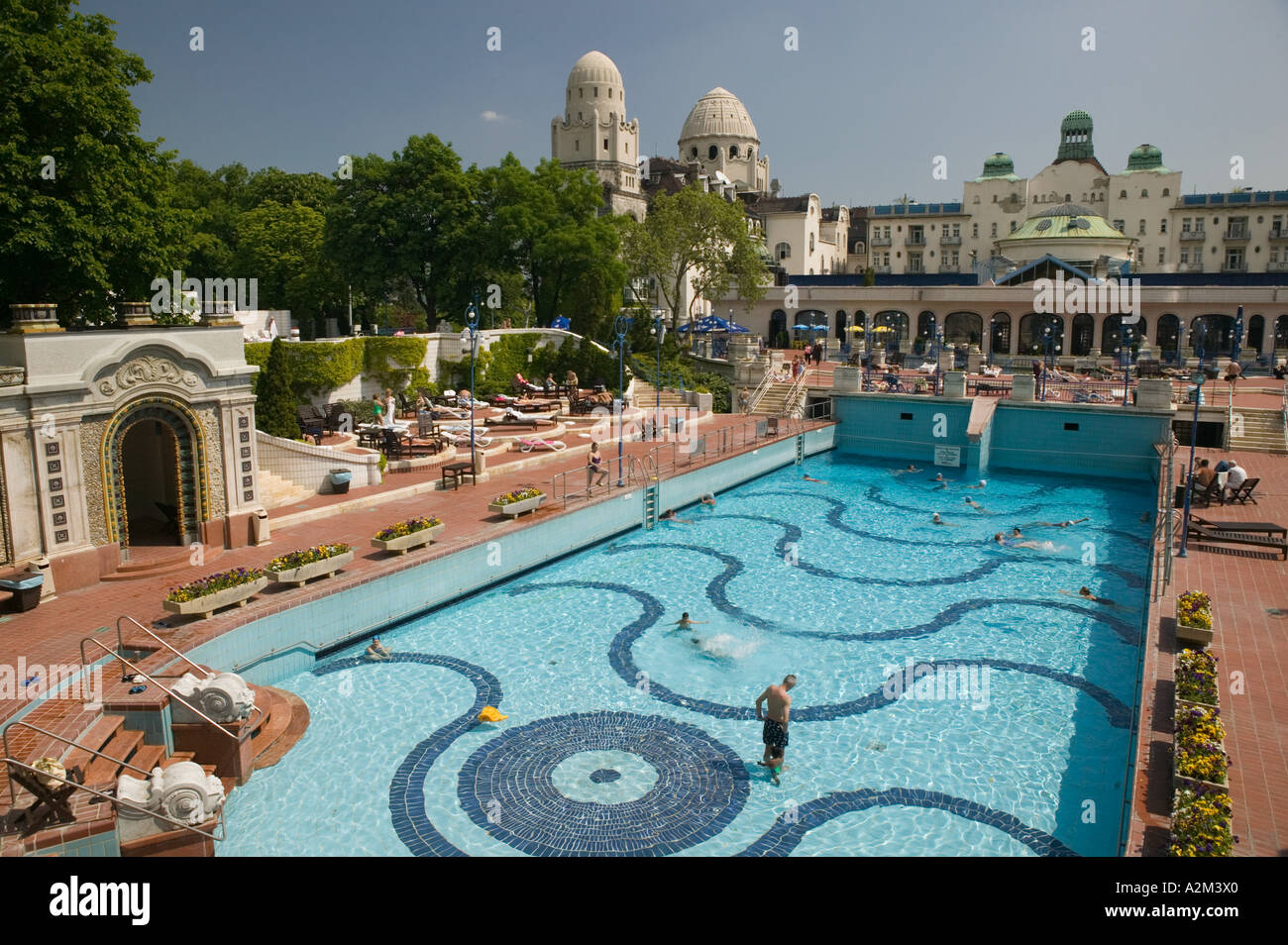 HUNGARY, Budapest: Gellert Baths, Exterior Pool Stock Photo - Alamy