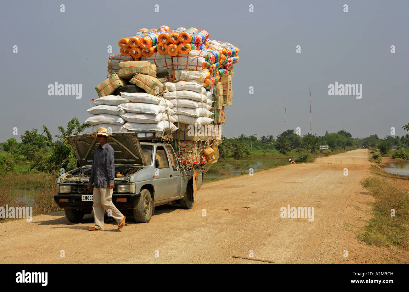 Overloaded Pick Up Truck, Cambodia Stock Photo - Alamy