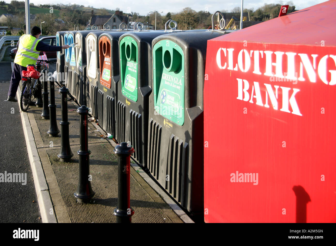 Recycling bins in a supermarket car park Carrickmacross County Monaghan ...