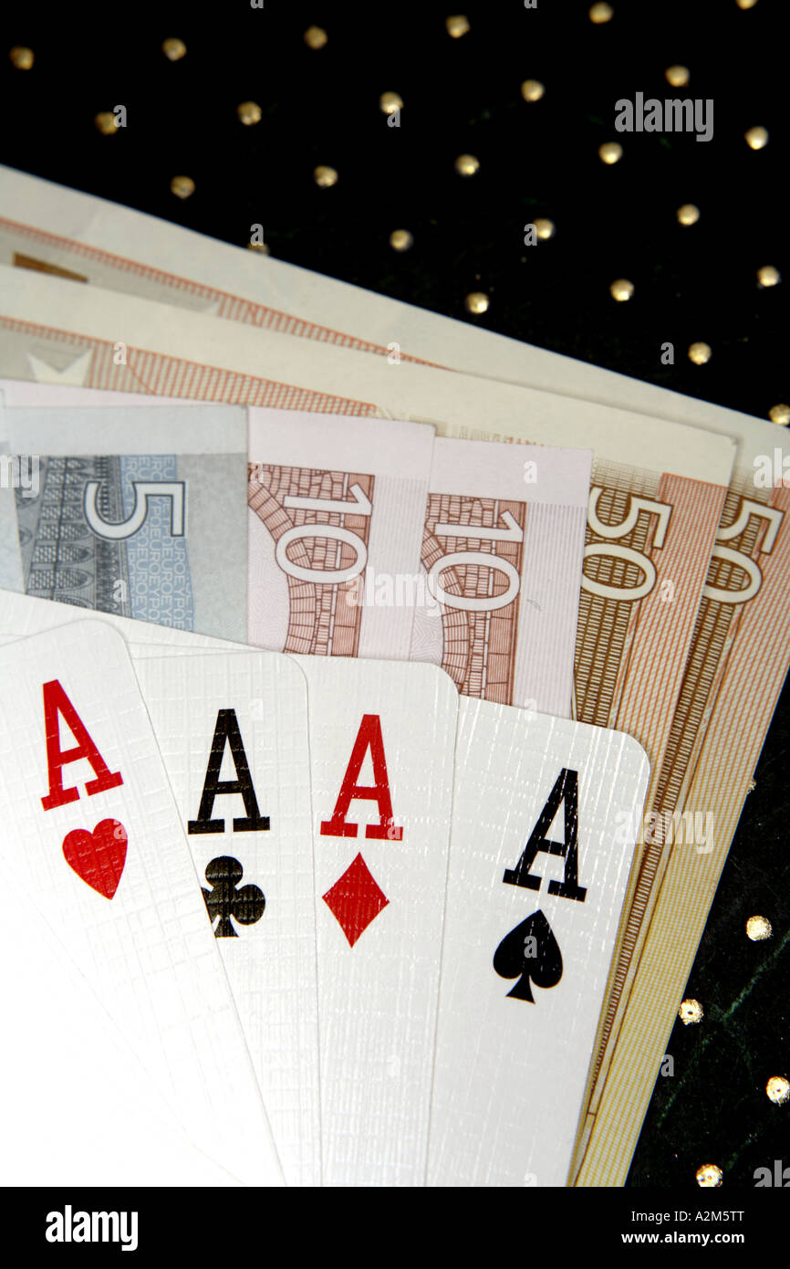 Playing cards and Euros Stock Photo - Alamy