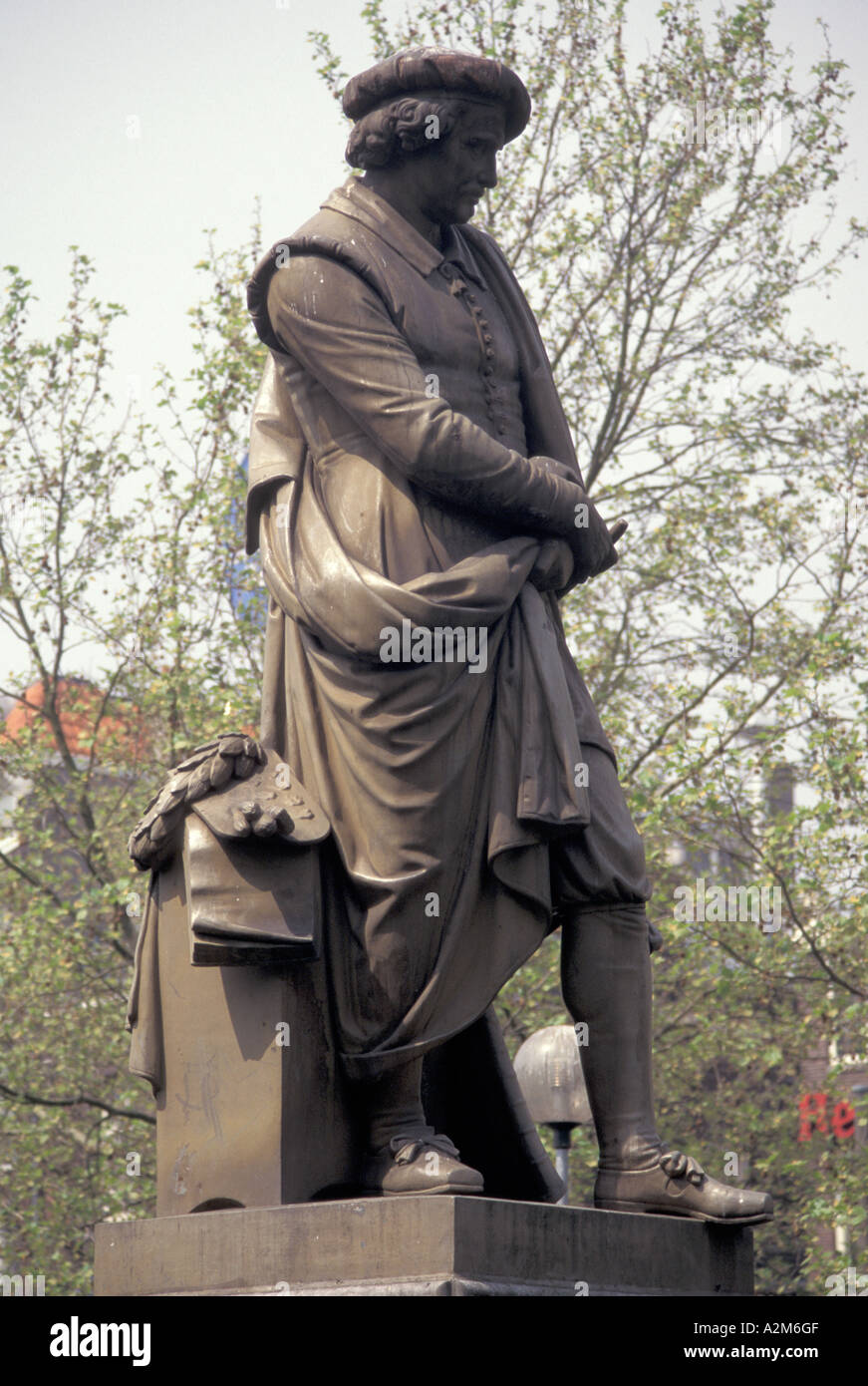 Europe, The Netherlands, Holland, Amsterdam, Rembrandt statue and ...
