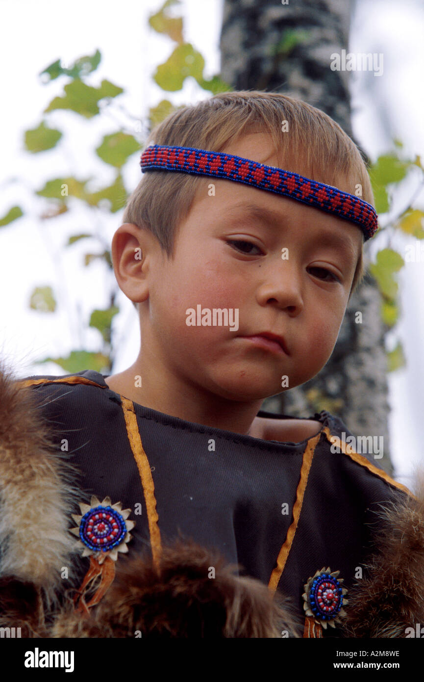 ASIA, Russia, Kamchatka Young Native closeup. Young people are ...