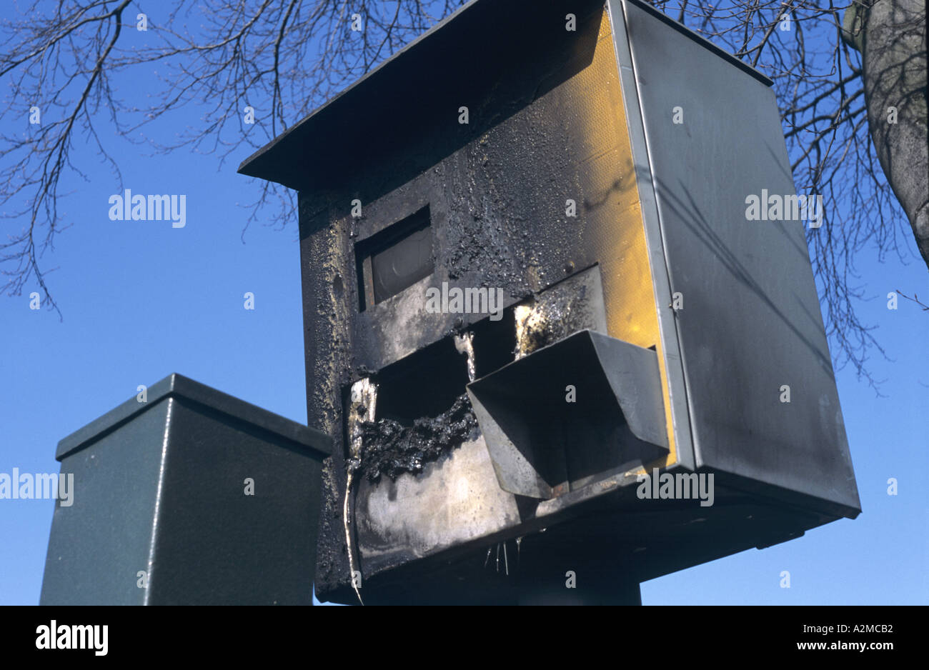 vandalised speed camera Stock Photo - Alamy