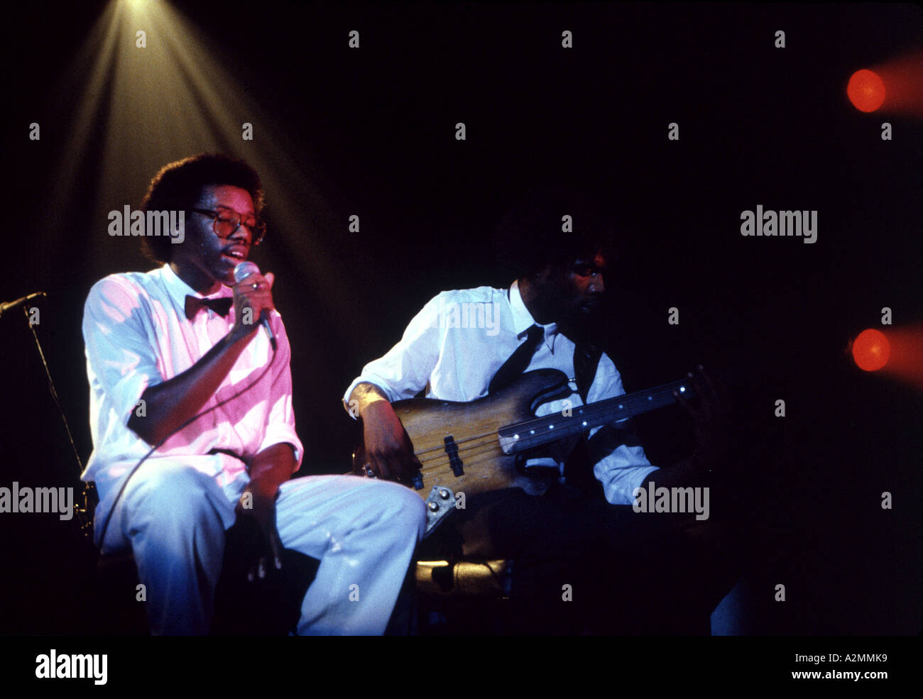 LINX UK band with singer David Grant and bassist Sketch in the early ...