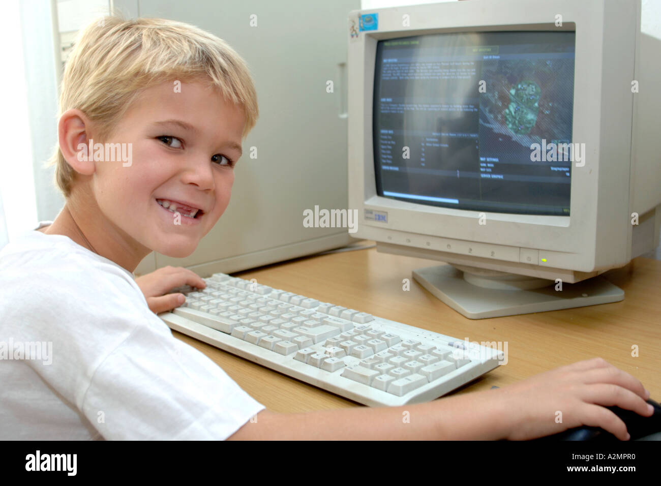 A 6-year old boy at a computer Stock Photo - Alamy