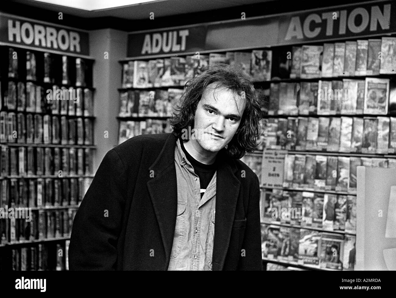 Black and white shot of Quentin Tarantino American film director and ... Black and white shot of Quentin Tarantino American film director and ...