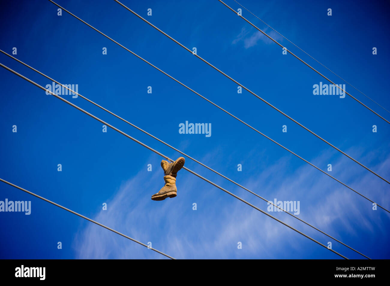 Boots on a power cable Stock Photo - Alamy