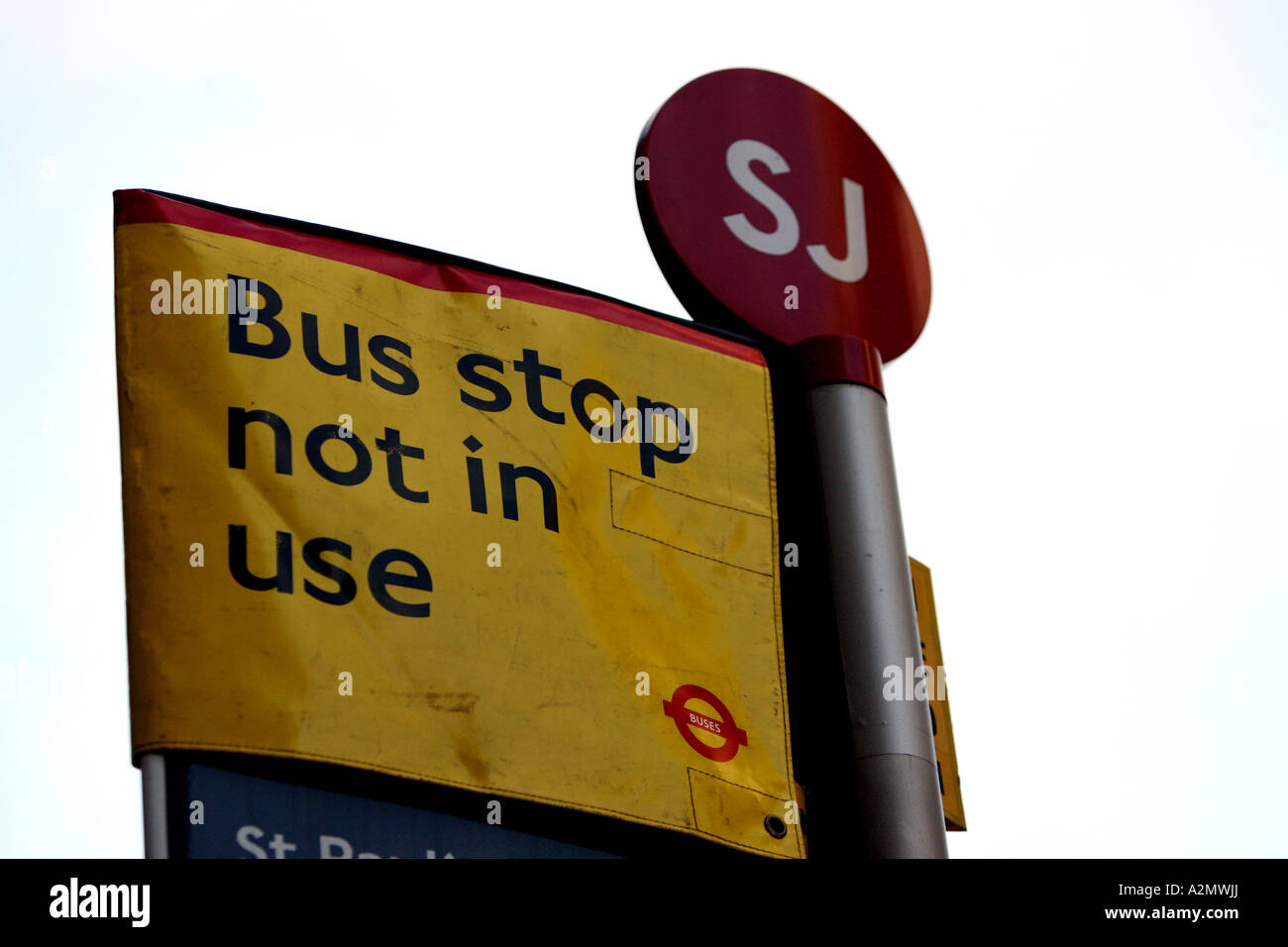 Bus Stop Not in Use Sign near St Pauls Cathedral in Central London ...